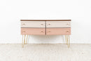 Vintage Kommode Schubladenkommode Sideboard Rosa Altrosa Holz Nuss Gol ...